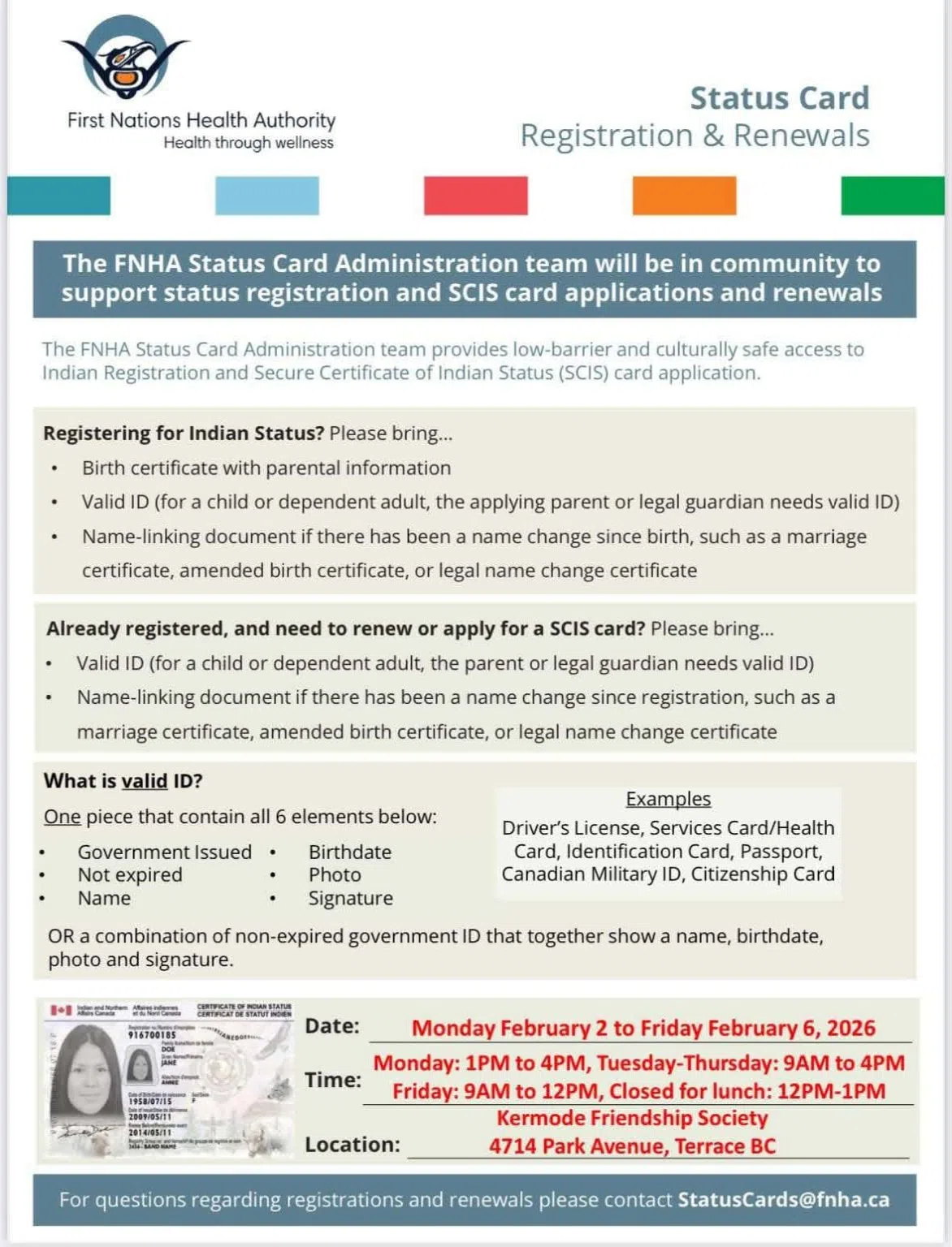 FNHA Status Card Administration Team Provides Registration and Renewal ...