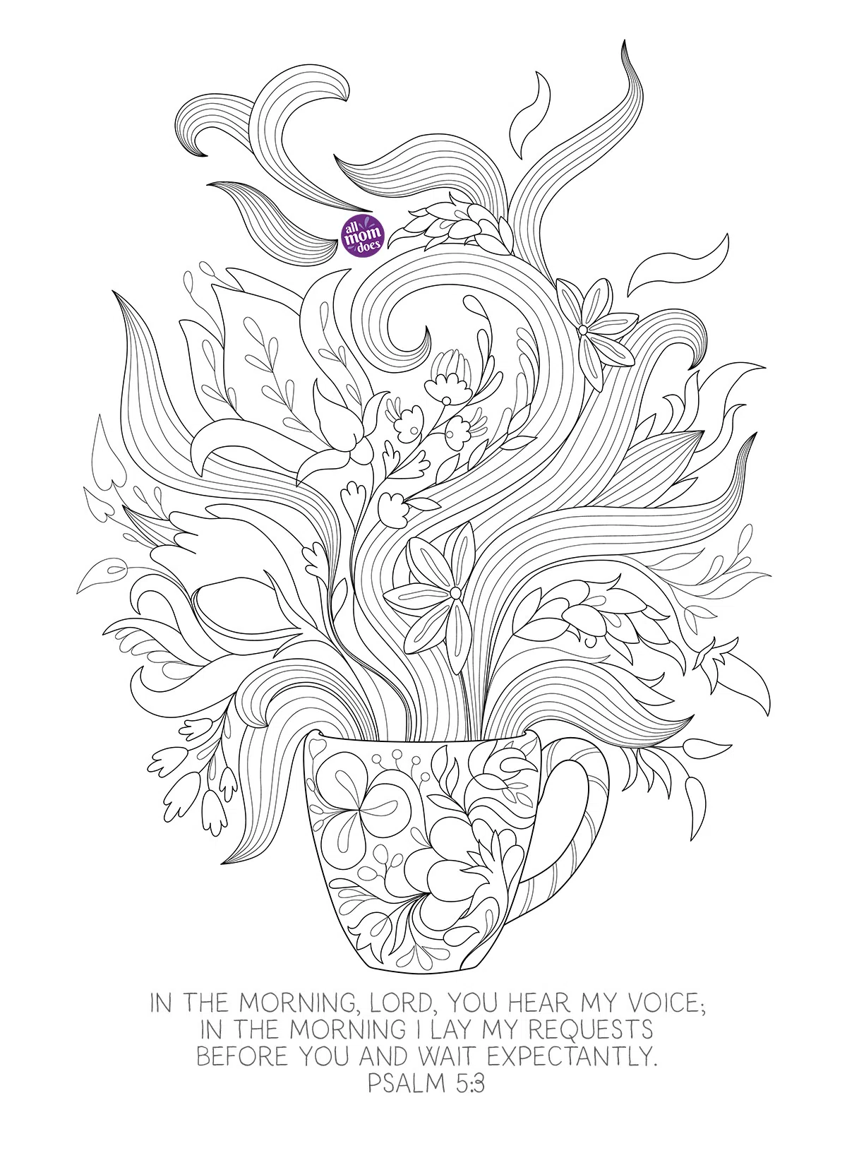 Bible Memory Verse + Coloring Page: Psalm 5:3 | AllMomDoes