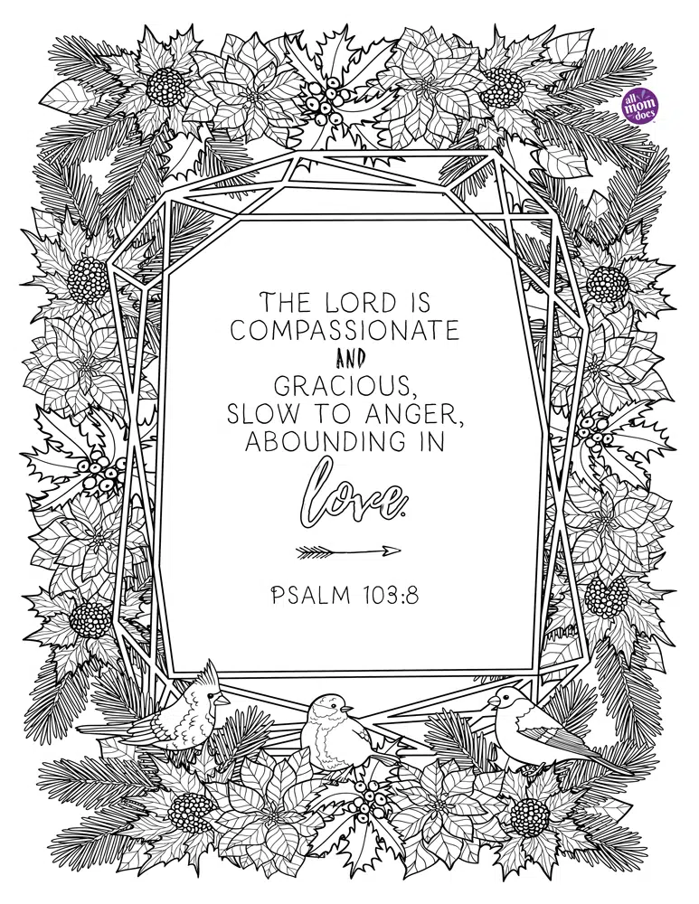 Bible Memory Verse + Coloring Page: Psalm 103:8 | AllMomDoes