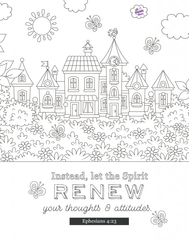 Bible Memory Verse + Coloring Page: Ephesians 4:23 | AllMomDoes