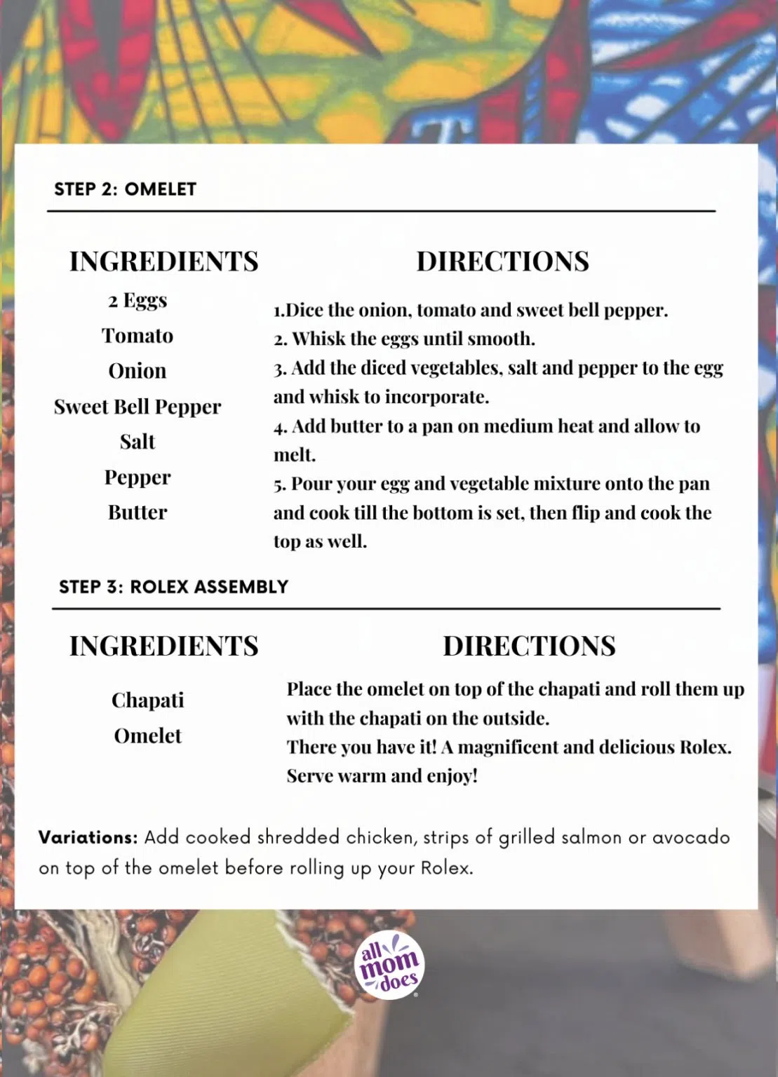 Rolex Recipe, A Delicious & Popular Ugandan Street Food | AllMomDoes