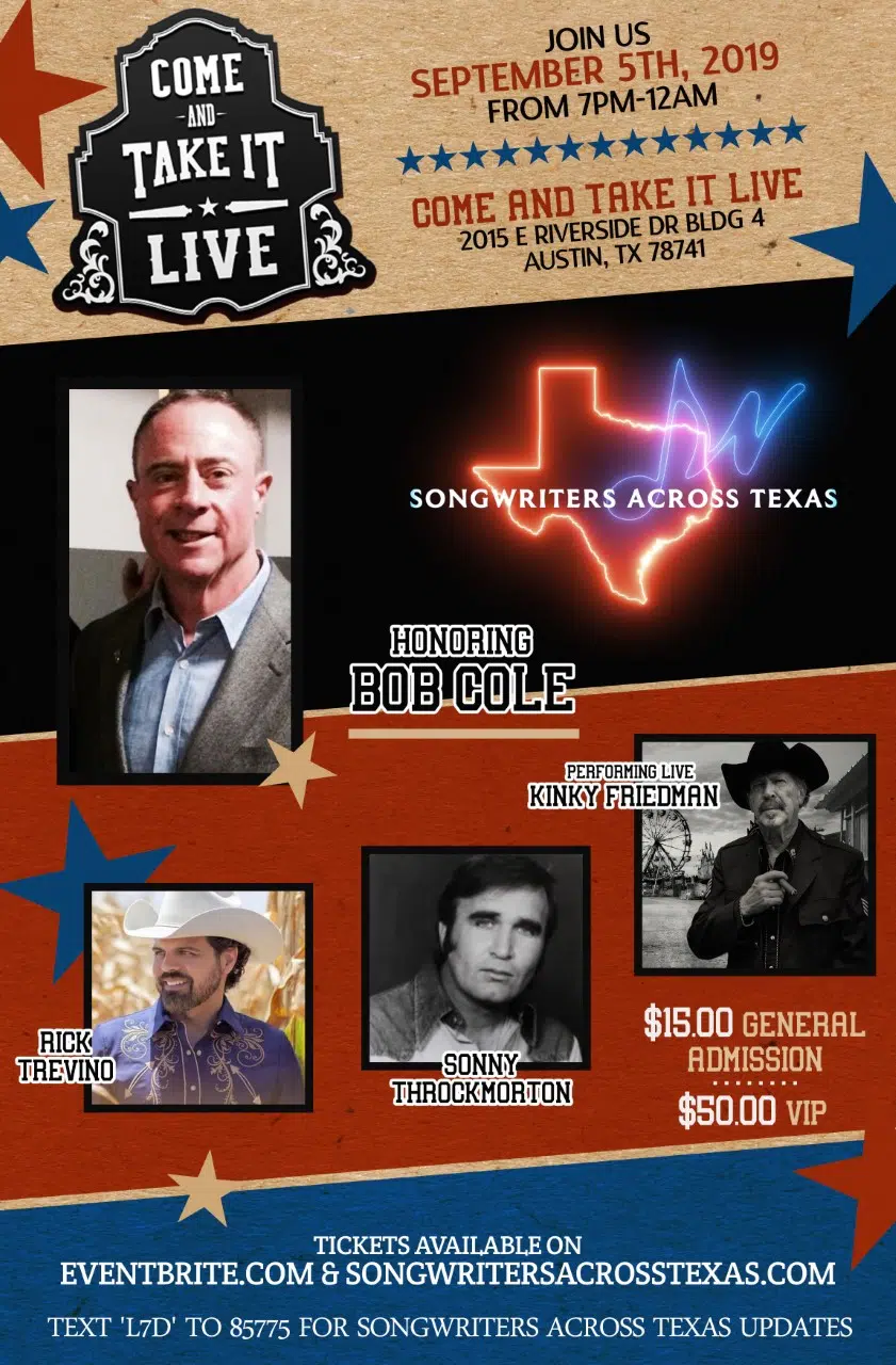 Songwriters Across Texas Honors Bob Cole | KOKE FM
