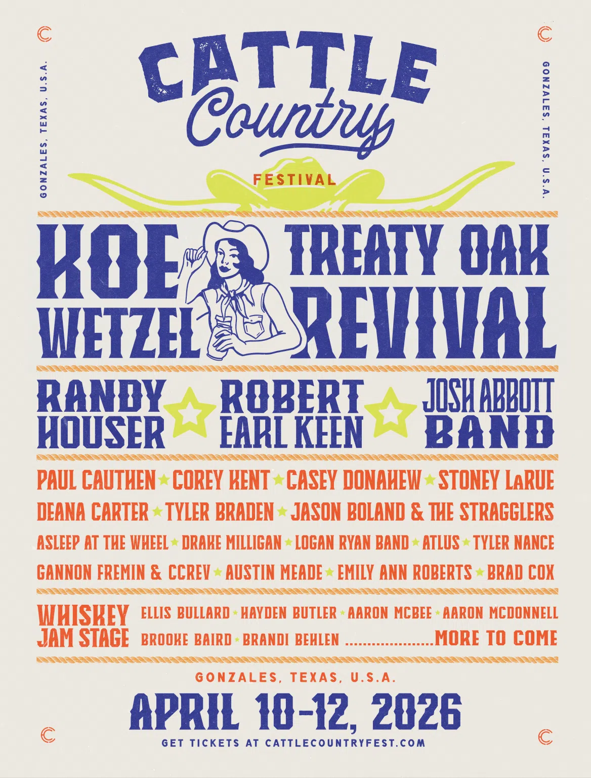 CATTLE COUNTRY FESTIVAL ANNOUNCES 2026 LINEUP INCLUDING KOE WETZEL, TREATY OAK REVIVAL, RANDY ...