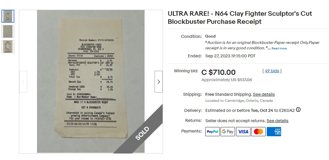 An old Blockbuster RECEIPT sells for over $700.00! | 101.5 The Hawk