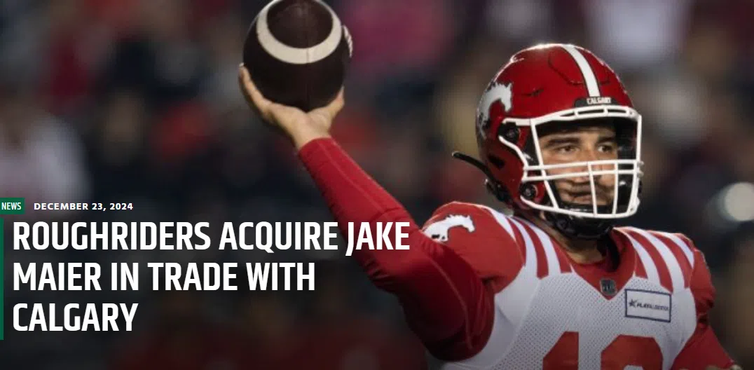 Quarterback Jake Maier joins Riders following trade with Calgary | Country 600 CJWW