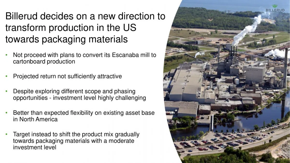 CHANGE OF PLANS: Billerud Won’t Convert Escanaba Mill To Cartonboard ...