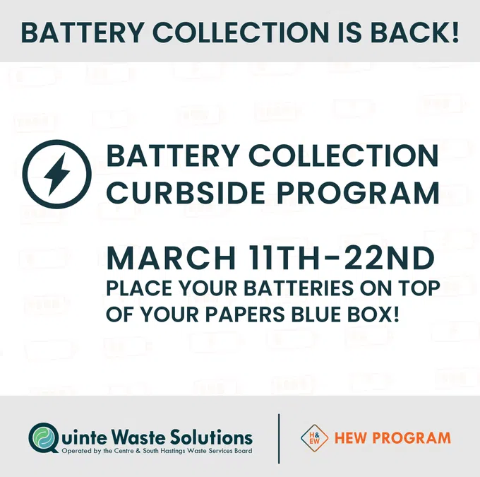 Curbside battery collection begins next week | Green Quinte