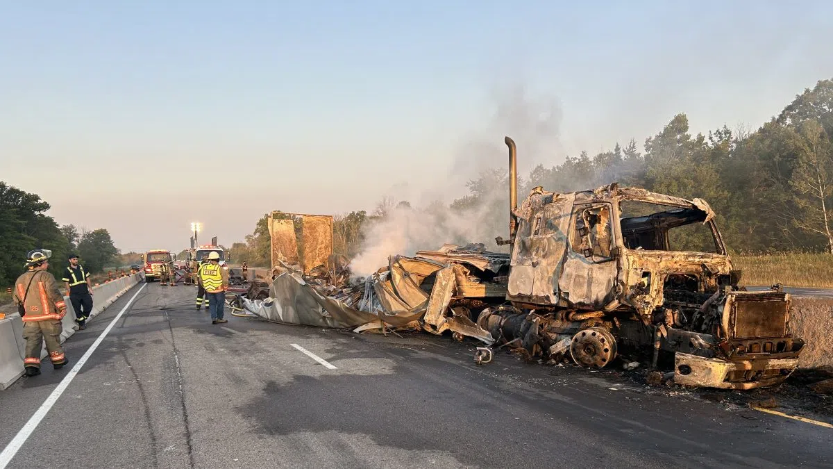 UPDATE: 401 OPEN after truck fire | Quinte News