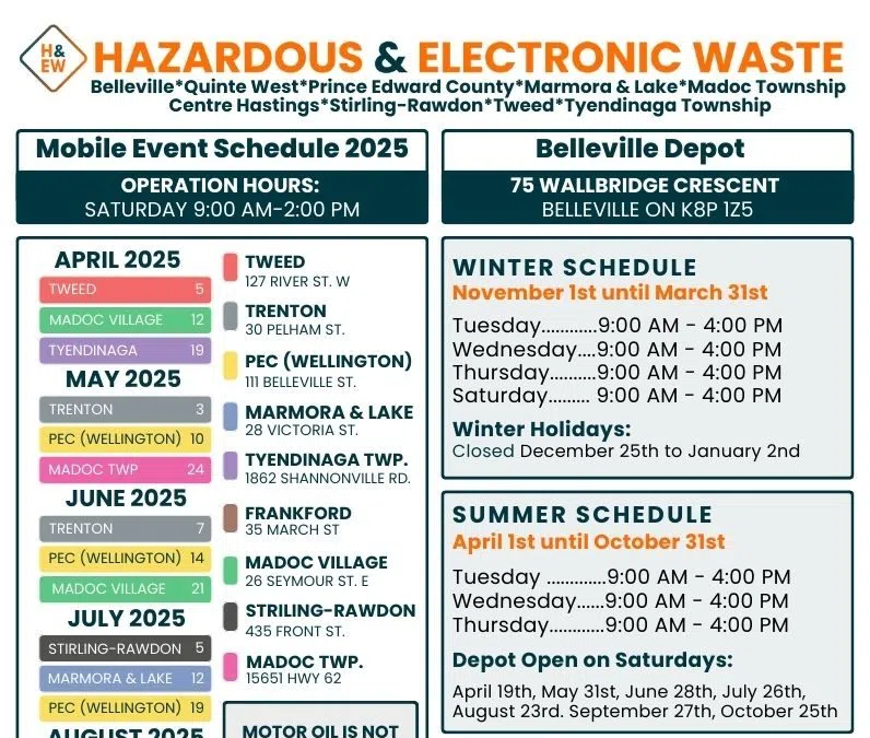 2025 Household Hazardous & Electronic Waste Mobile Events | Quinte News
