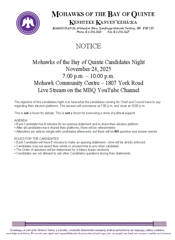 Tyendinaga Mohawk Council election all-candidates night Monday | Quinte ...