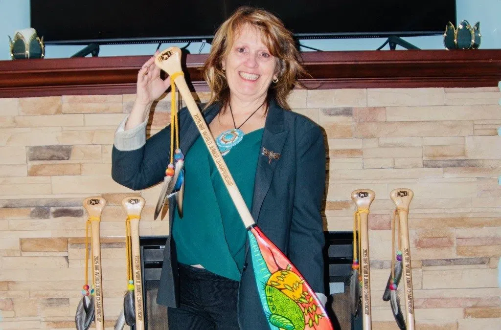 Local Indigenous artist Angela Wiggins brings her vibrant designs to World Juniors awards ...