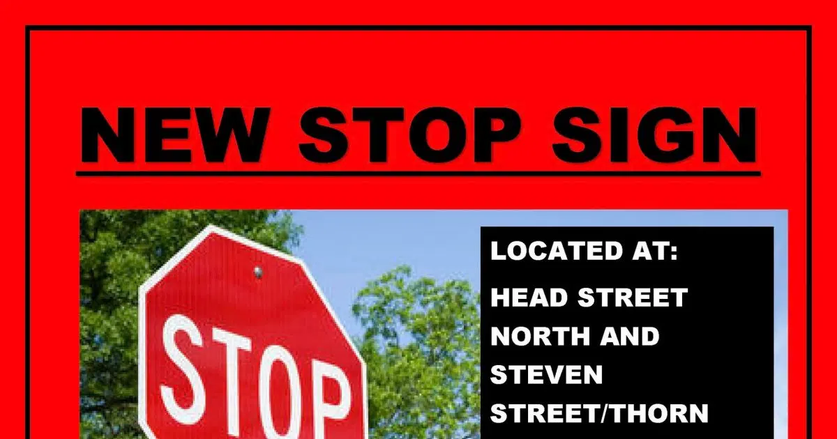 New Stop Sign Head Street North | 105.7 Strathroy Today