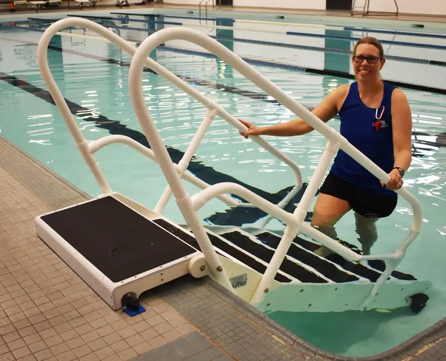 New accessible pool stairs installed at Tony Rose | FM101 Orangeville Today