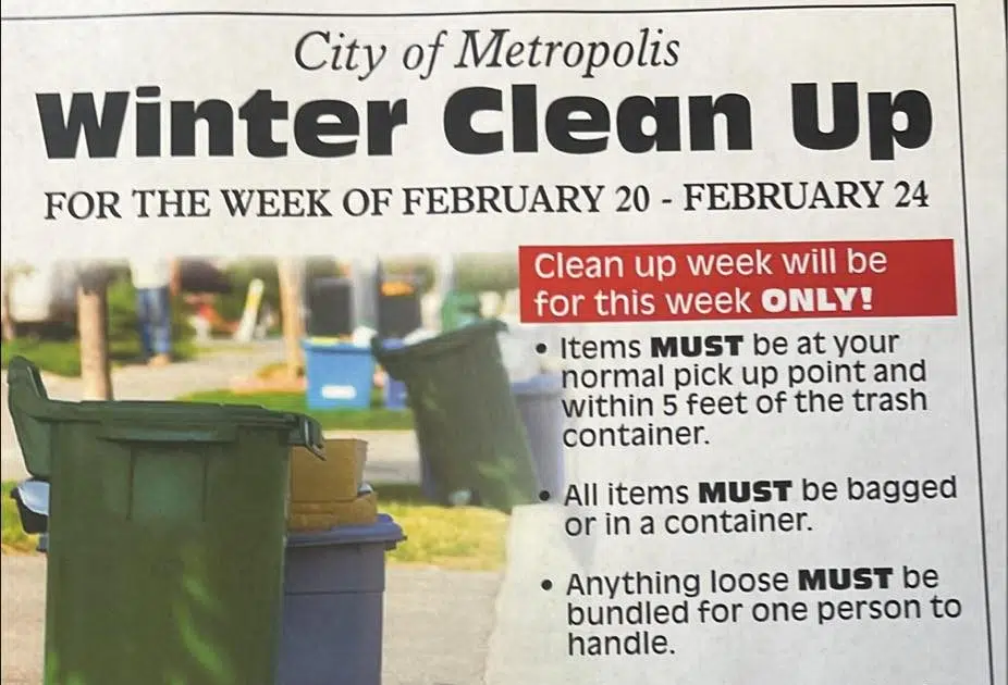 City of Metropolis Winter Clean Up Week – THIS WEEK – February 20-24 | WMOK