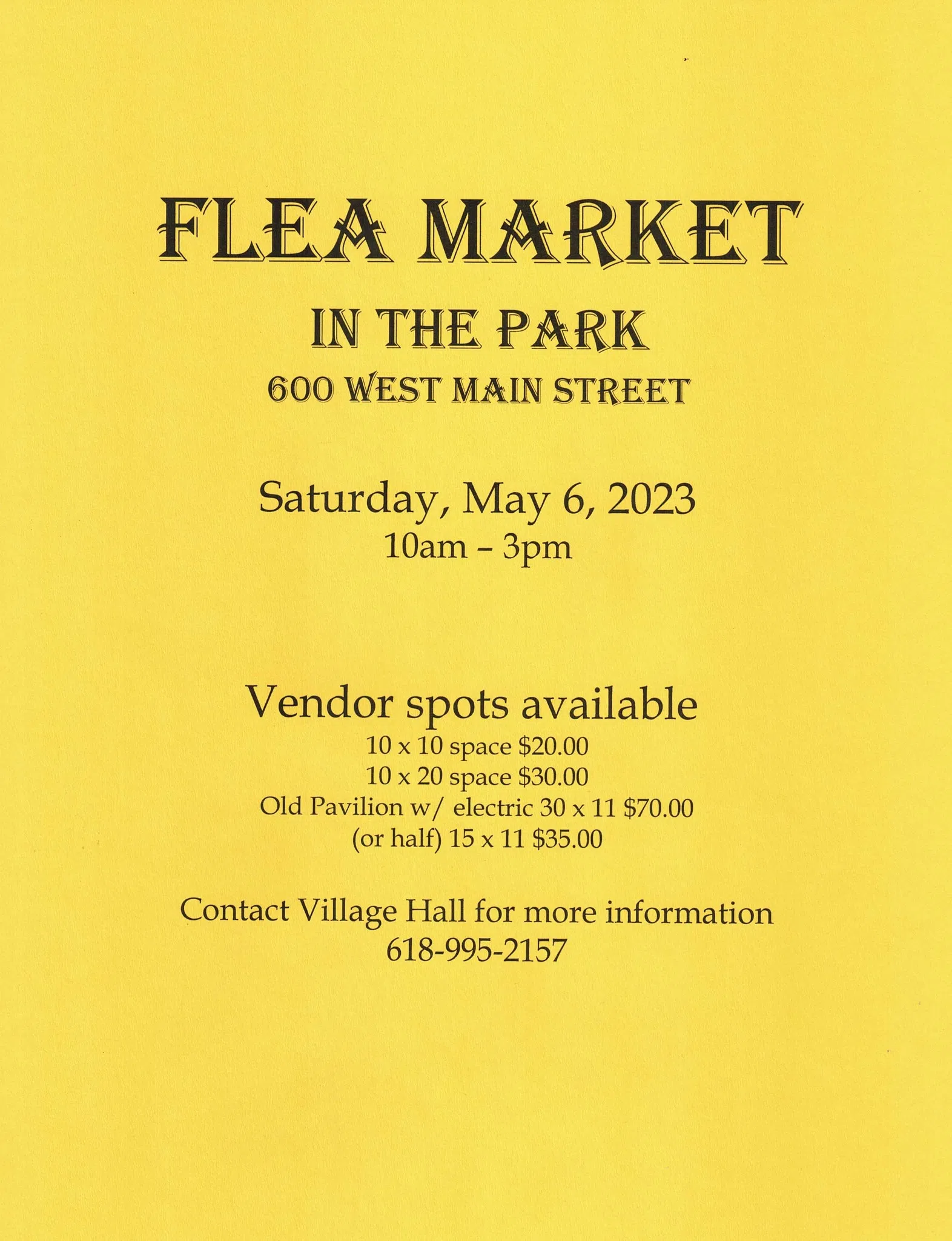 Vendor Spots Available For Village of Goreville Flea Market In The Park ...