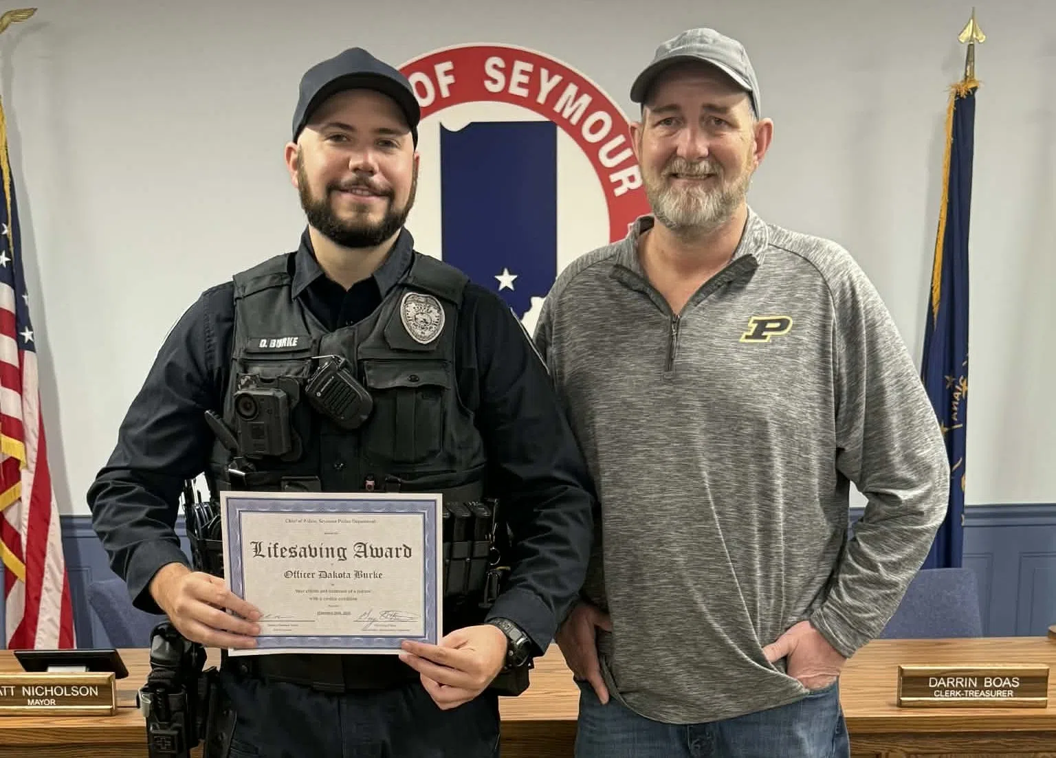 Seymour Police officer receives lifesaving award | Local News Digital