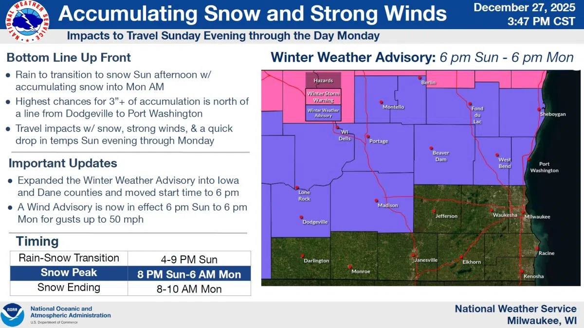 Winter Weather Advisory for 2-4″ Snowfall, Winds to 55 MPH, Worse to ...