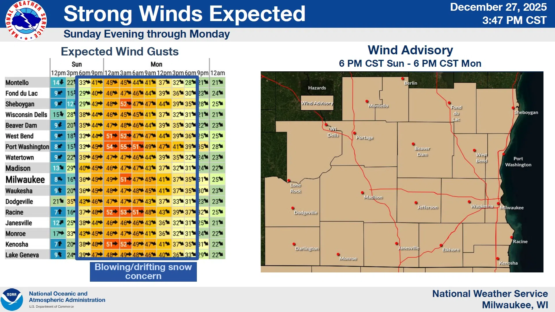 Winter Weather Advisory for 2-4″ Snowfall, Winds to 55 MPH, Worse to ...