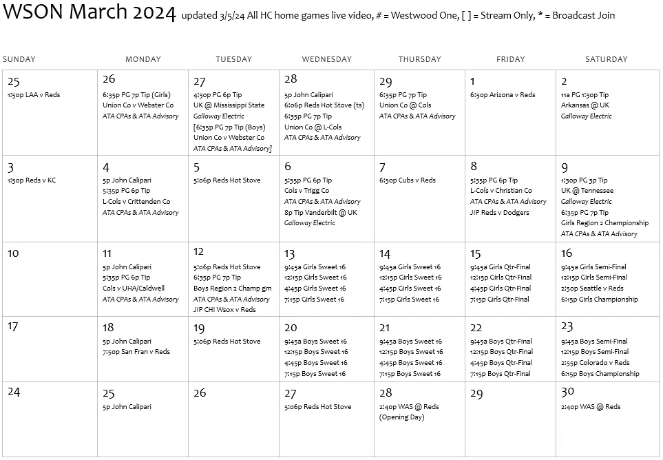 BROADCAST SCHEDULE | WSON AM & FM