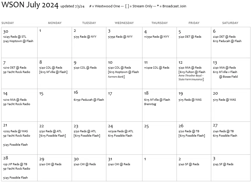BROADCAST SCHEDULE | WSON AM & FM