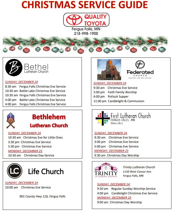 Christmas Service Guide | Fergus Now