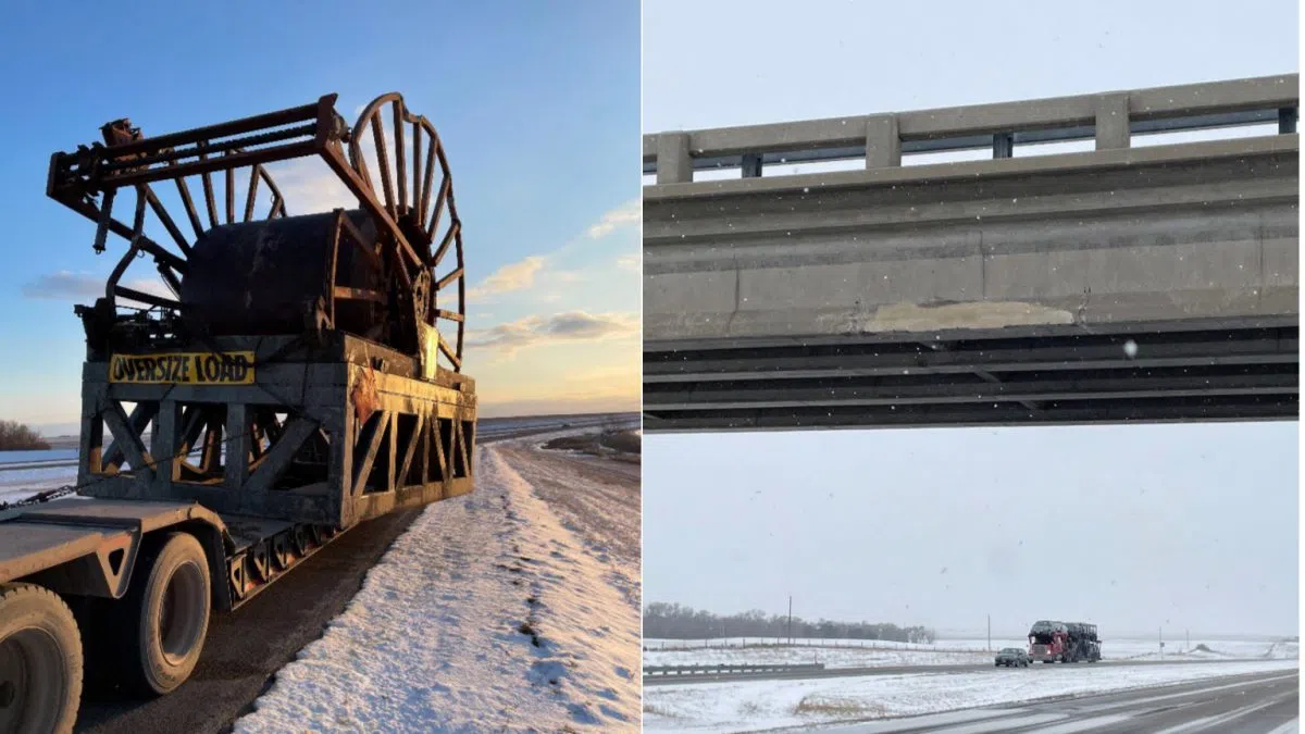 ND overpass damaged by semi | KNOX News Radio, Local News, Weather and ...