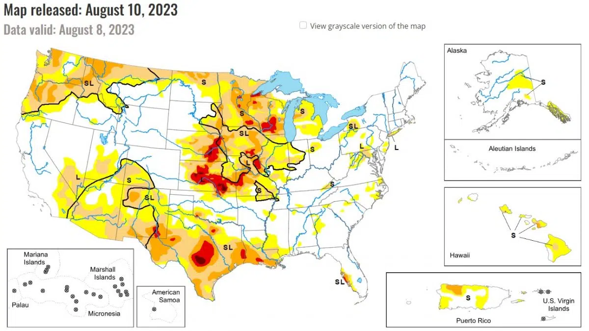U.S. Drought Monitor: Wet start to August improves drought across parts ...