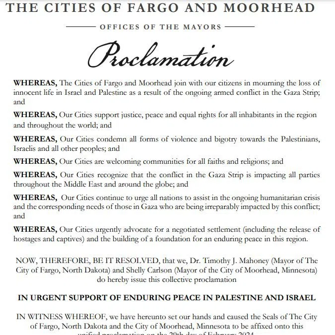 Mayors of Fargo and Moorhead issue proclamation in support of enduring ...