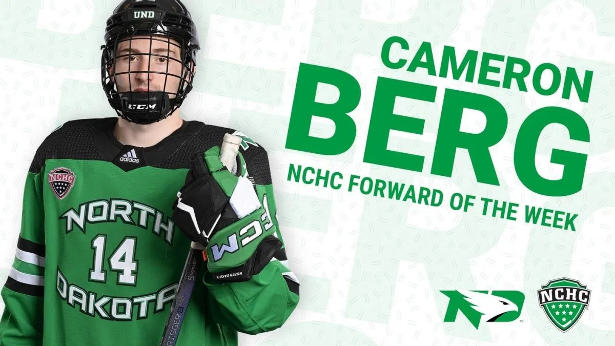 Cameron Berg named NCHC Forward of the Week | The Mighty 790 KFGO | KFGO