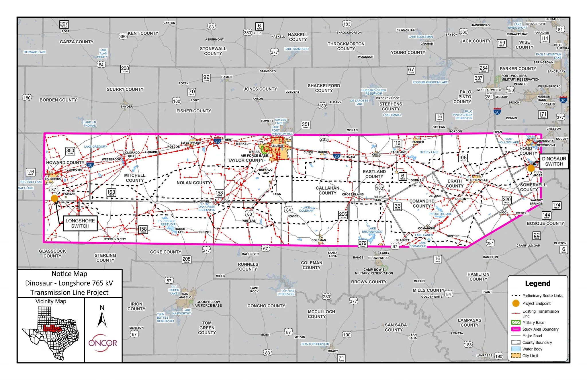 Oncor proposing to construct high voltage transmission lines which ...