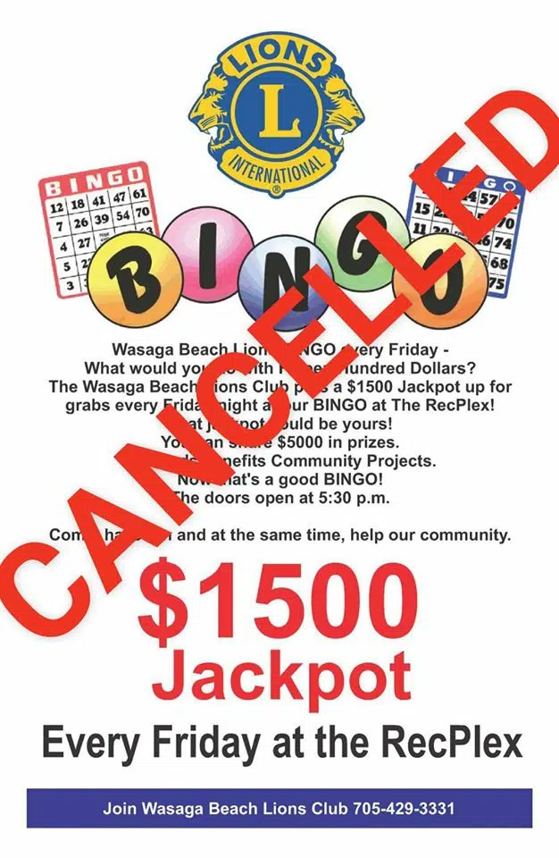 Wasaga Lions Bingo Cancelled Permanently | Bayshore Broadcasting News ...
