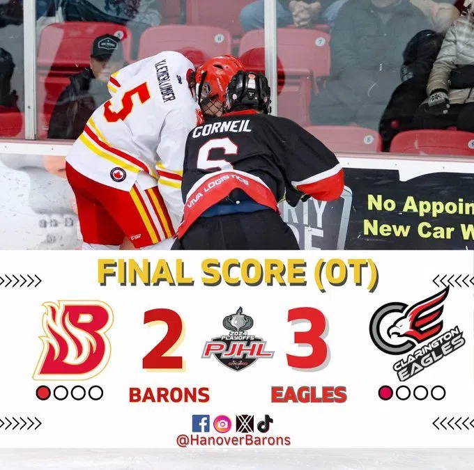 Hanover Barons Lose To Clarington, Next Action Tuesday In Hanover ...