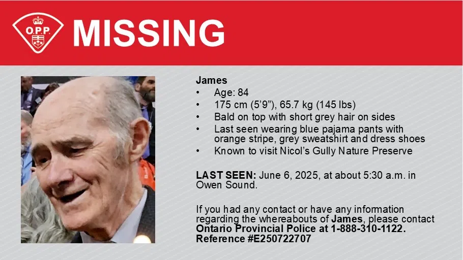 OPP Seek Missing Man Last Seen In Owen Sound | Country 93