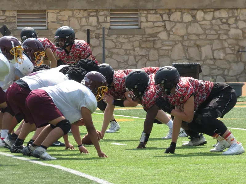 Emporia High football team participates in ESU team camp. | KVOE