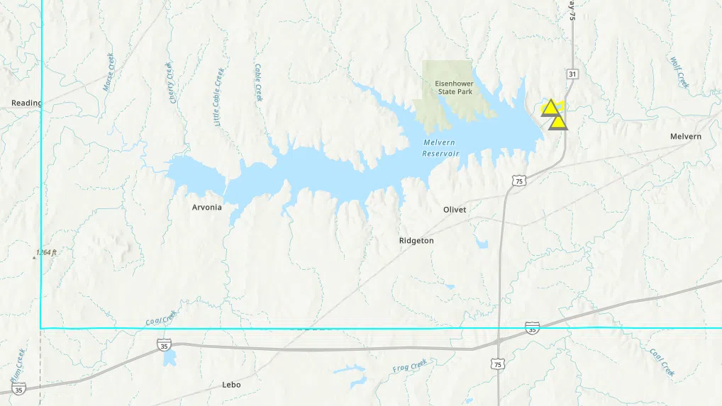 Melvern Lake River Pond, Swim Pond under algae watch | KVOE