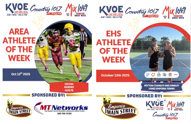 Peyton Chanley & Kinsley Hines, Colton Redeker Athletes of the Week | KVOE