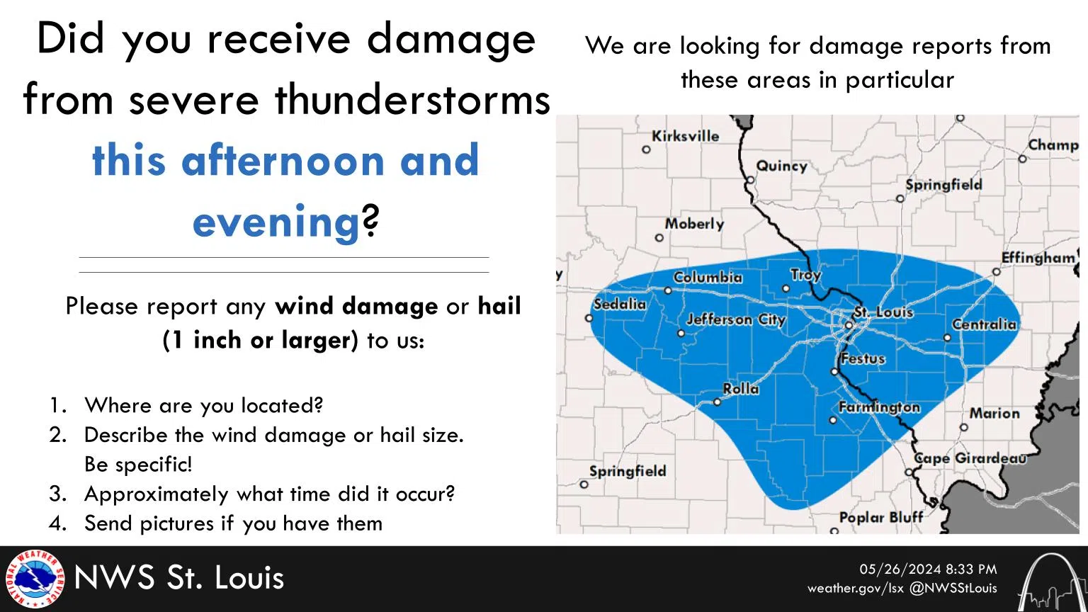 NWS asking for any damage reports from last night’s storms | Vandalia Radio