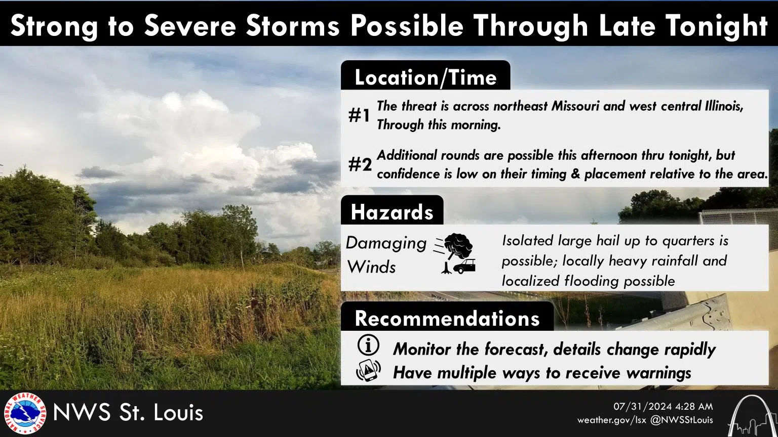 Strong to Severe Storms possible through tonight—-Severe Thunderstorm Watch in effect until 12 ...