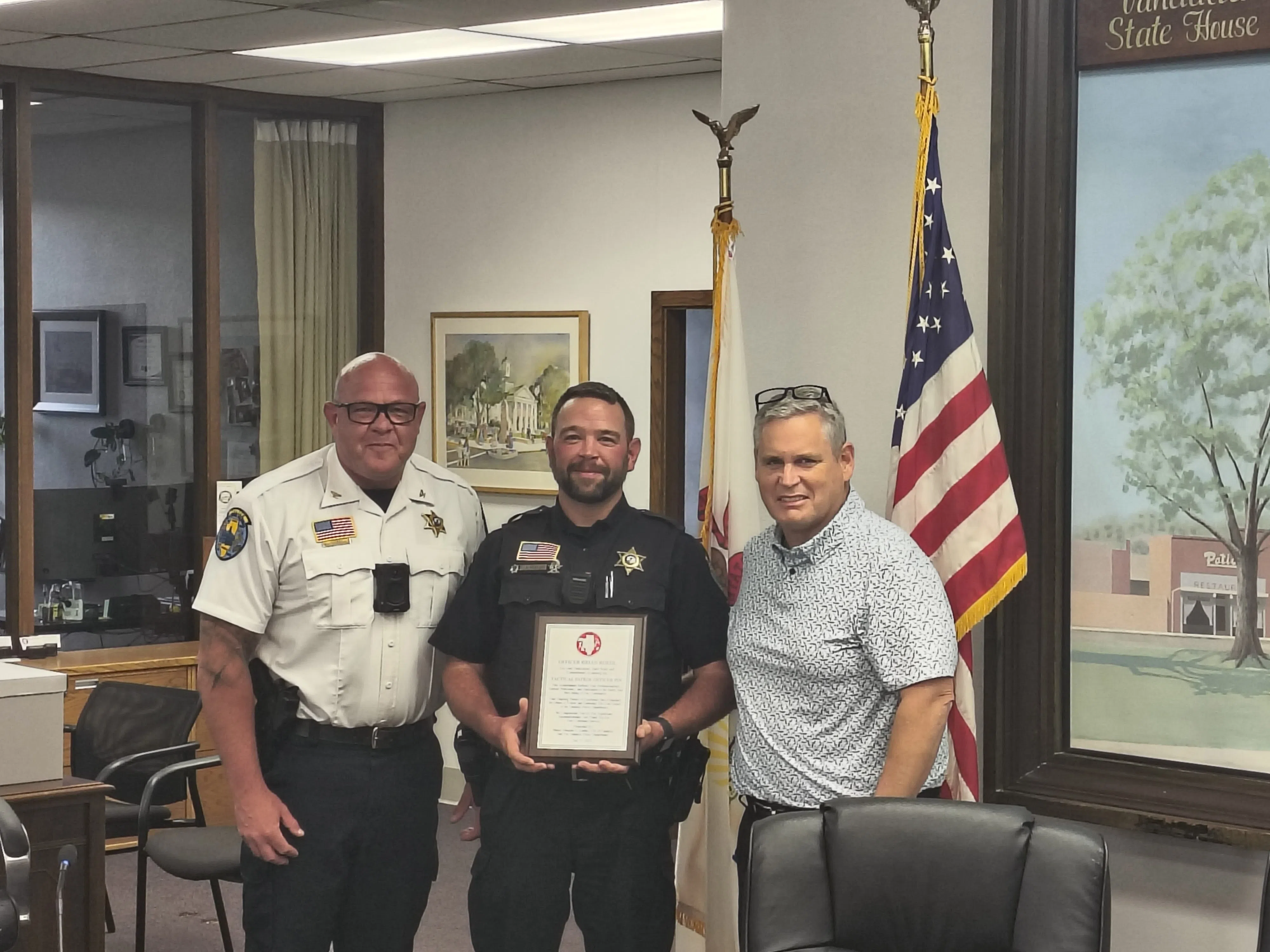 Vandalia Police Officer Brian Roedl recognized at Monday’s Vandalia City Council meeting ...