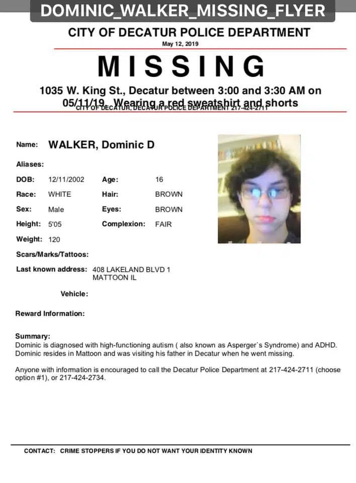 Search Continues For Missing Mattoon Teen With Autism | MyRadioLink.com