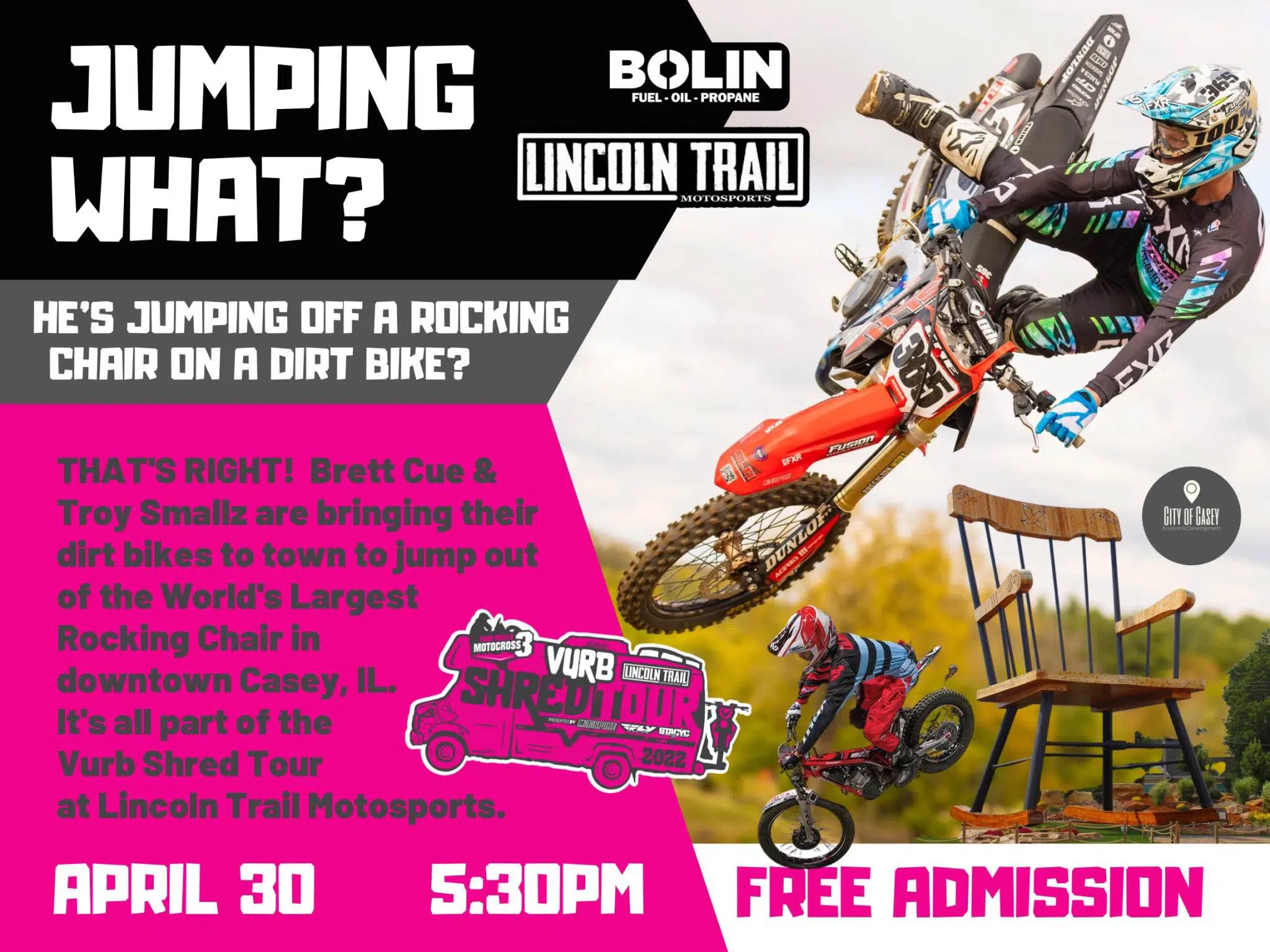 Dirt Bikes to Jump Off the World’s Biggest Rocking Chair | MyRadioLink.com