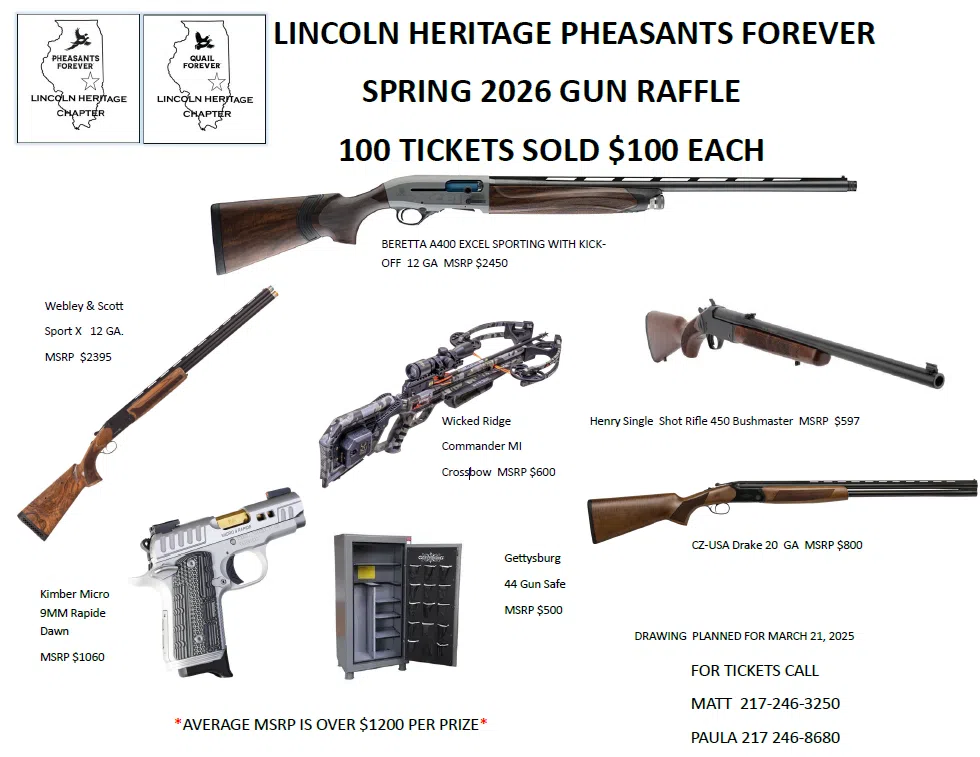 Lincoln Heritage Chapter of Pheasants Forever Annual Spring Gun Raffle ...