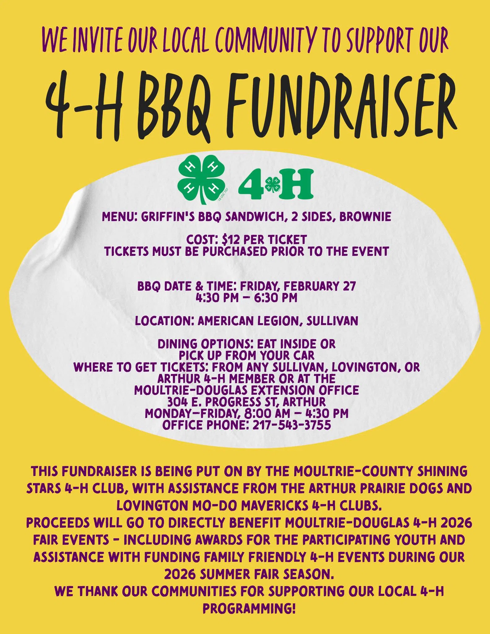 Moultrie-Douglas 4-H BBQ Fundraiser | MyRadioLink.com