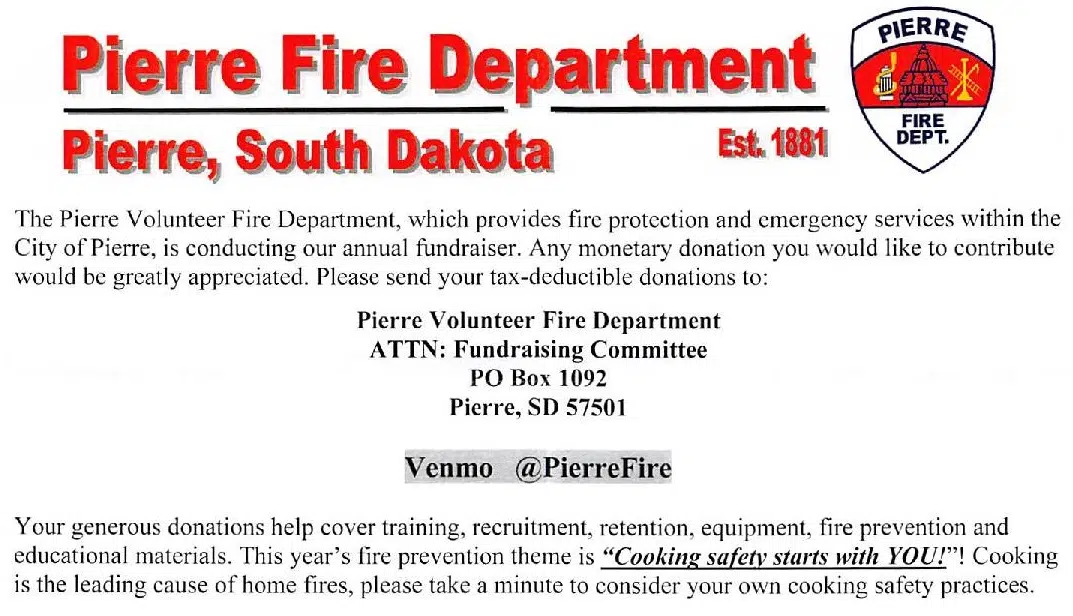 Pierre Volunteer Fire Department annual fundraiser | DRGNews