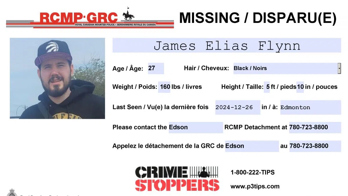 MISSING: James Elias Flynn, 27, of Edson | XM 105