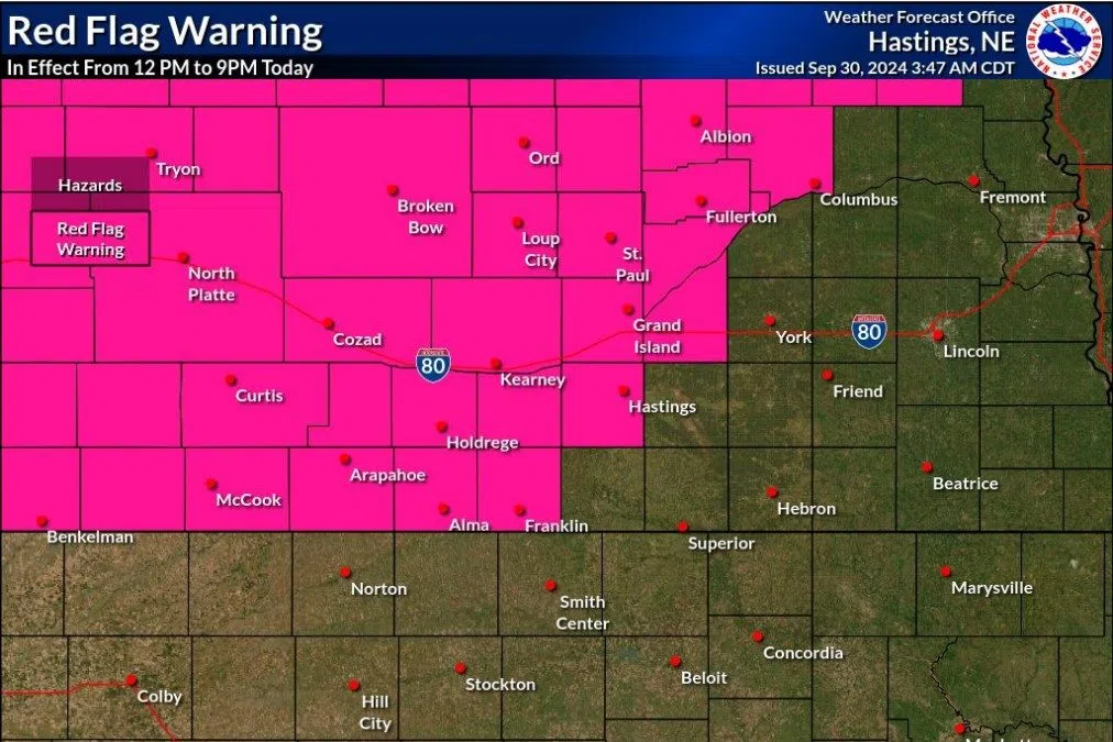 Red Flag Warning issues across central Nebraska | Hits 106 - The Tri ...