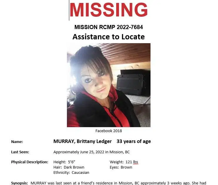 RCMP say missing Mission woman may be in Merritt | Q101