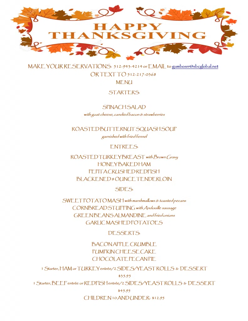 Thanksgiving Dinners in Georgetown, Texas – 2025 | Hello Georgetown