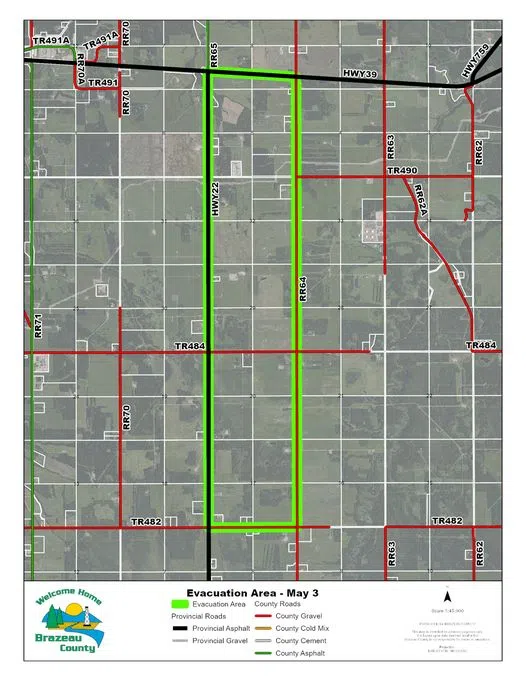 Evacuation alerts issued for parts of Brazeau County and Ponoka County ...