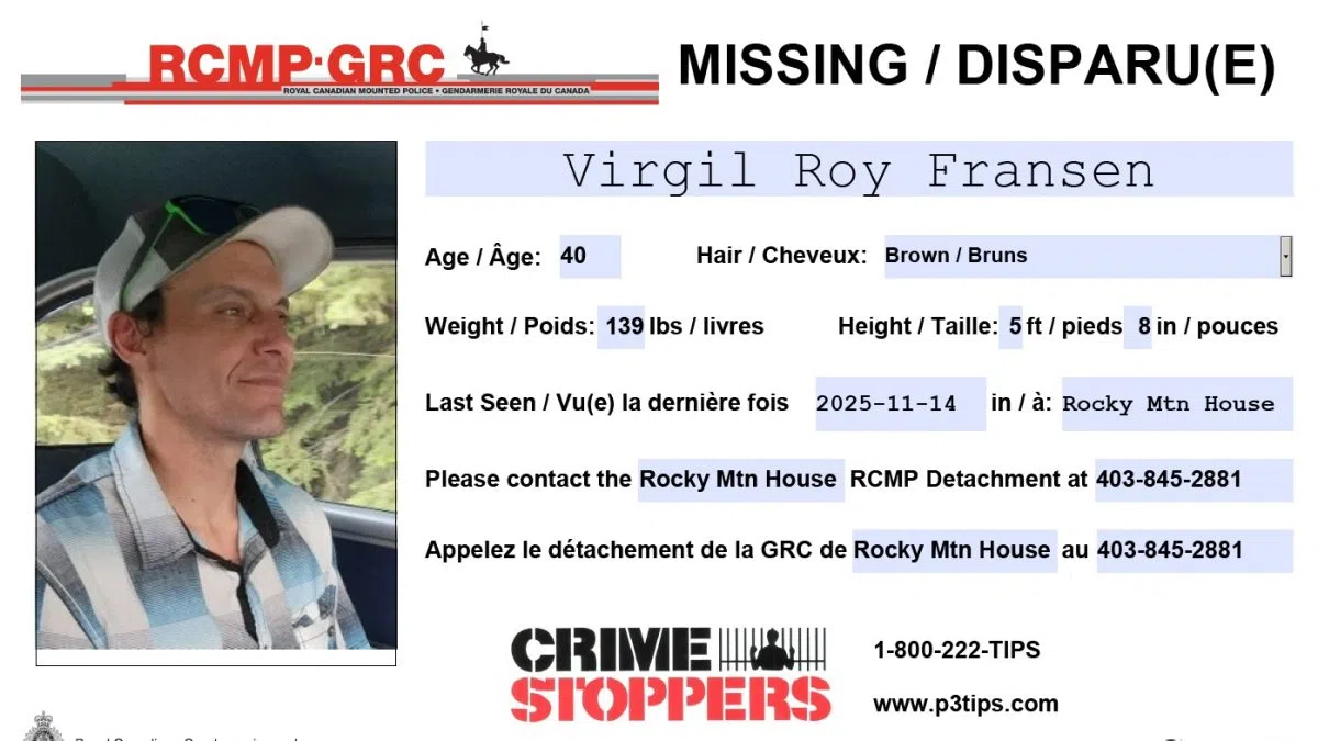 Missing: Virgil Roy Fransen, 40, of Rocky Mountain House | 94.5 Rewind ...
